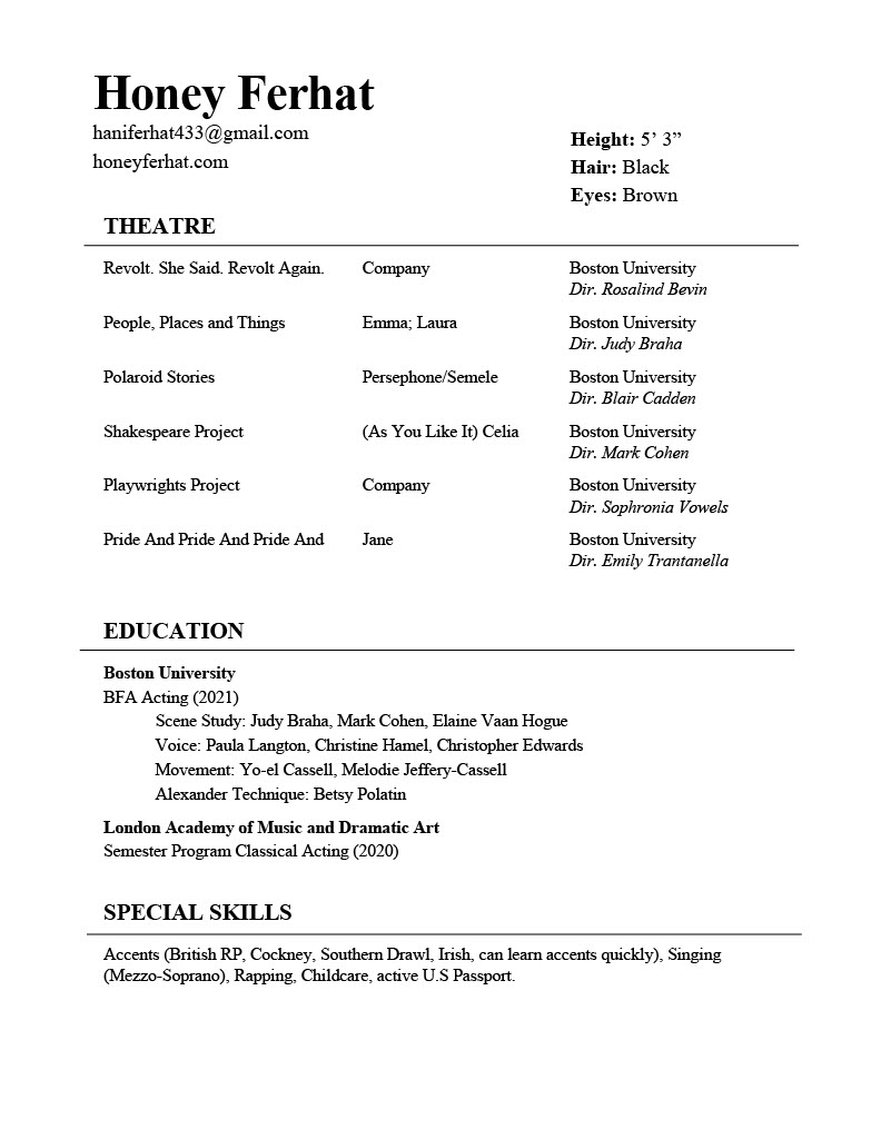 Resume – Honey Ferhat